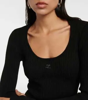 COURREGES Ribbed-knit Jersey Minidress