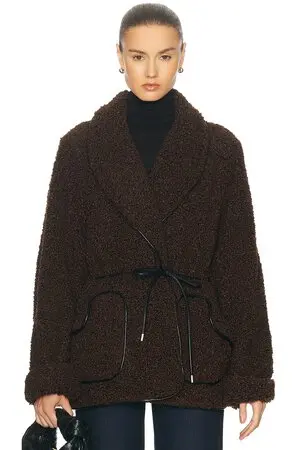 Simkhai Kimia Tie-waist Sherpa Jacket - Raven