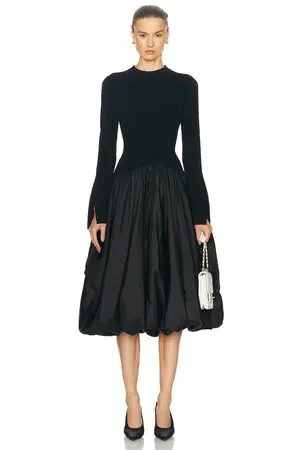 Simkhai Kenlie Mock Neck Midi Dress - Black