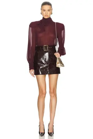 ROWEN ROSE Oversized Silk Blouse With Bow-neck Detail