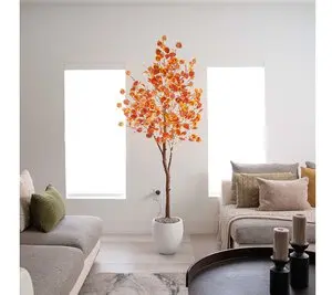 NEARLY NATURAL 6' Eucalyptus Tree W/ Warm White Led Lights - One-color