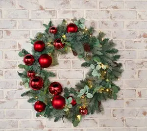 LWYA BY KIM GRAVEL As Is 30'oversized Illuminatedornament Wreath Kim Gravel - One-color