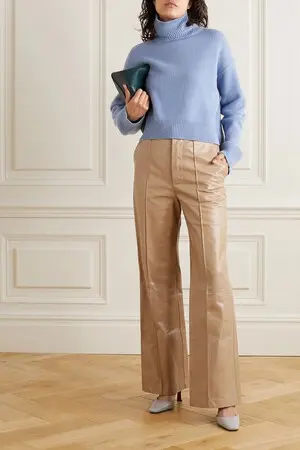 Marni Pintucked Wide-leg Leather Pants