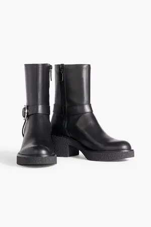 STUART WEITZMAN Mountain Buckle Leather Ankle Boots