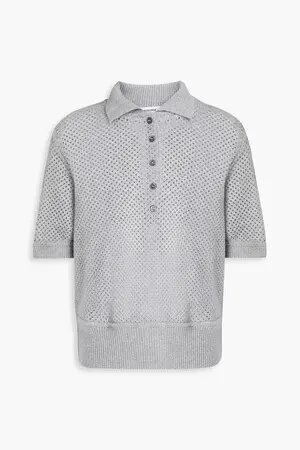 Thom Browne Pointelle-knit Cashmere Polo Sweater - Gray