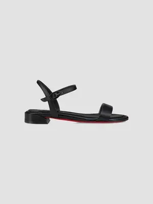 CHRISTIAN LOUBOUTIN Sweet Jane Nappa Leather Flat Sandals - Black