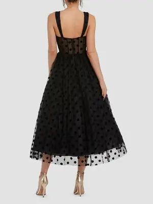 Mac Duggal Polka Dot Tulle Bustier Cocktail Dress - Black