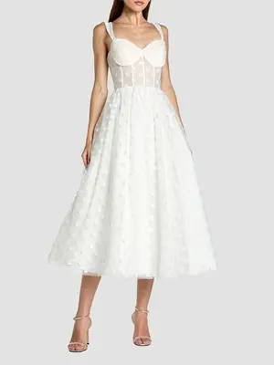 Mac Duggal Polka Dot Tulle Bustier Cocktail Dress - Ivory