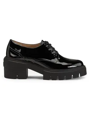 STUART WEITZMAN Women's Soho Patent-Leather Derbys - Black  - Black