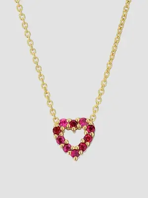 Roberto Coin Double-sided Heart 18k Pink Sapphire & 0.10 Tcw Diamond Pendant Necklace - Ruby