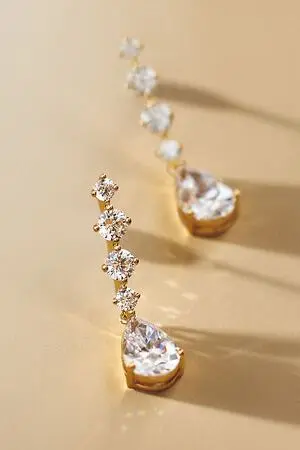 Nadri Crystal Drop Earrings - Gold