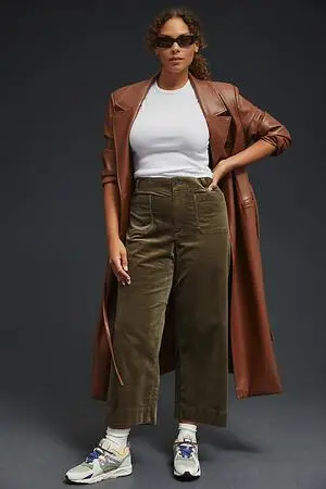 Maeve Maeve Colette Corduroy Crop Wide-Leg Pants Green