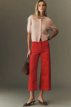 Women's Cropped Wide-Leg High-Rise Pants