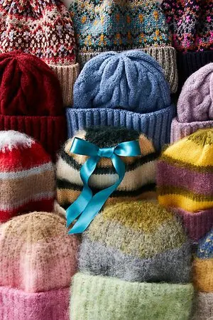 Free People The Groove Stripe Beanie - Brick | Editorialist display picture 1