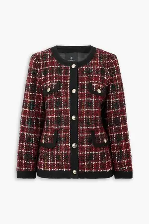 ANINE BING Lydia Checked Woolblend Bouclétweed Jacket