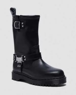 Dr. Martens Anistone Hi Leather Biker Boots - Black