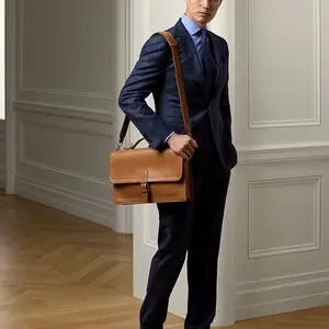 Ralph Lauren Bedford Calfskin Briefcase - Rl Gold