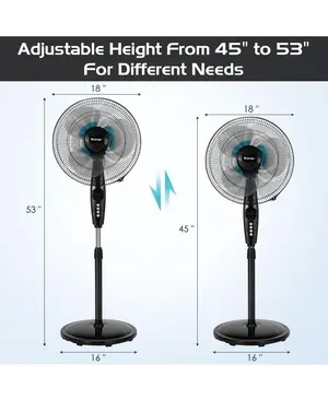 SKONYON 16 Inches Adjustable Height Fan With Quiet Oscillating Stand For Home And Office