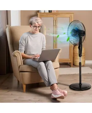 SKONYON 16 Inches Adjustable Height Fan With Quiet Oscillating Stand For Home And Office