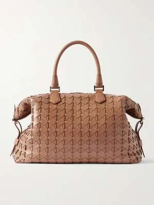 SERAPIAN Ani Woven Leather Tote - Camel