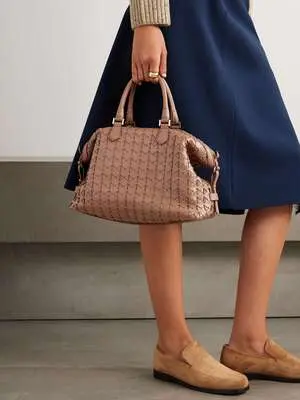 SERAPIAN Ani Woven Leather Tote - Camel