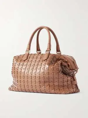 SERAPIAN Ani Woven Leather Tote - Camel