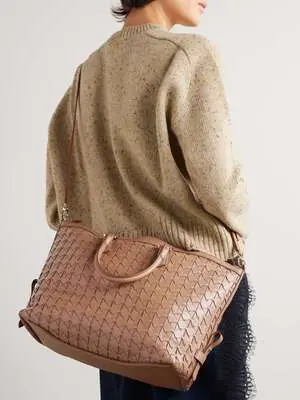 SERAPIAN Ani Woven Leather Tote - Camel