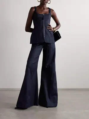Carolina Herrera Denim Peplum Tank