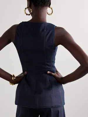 Carolina Herrera Denim Peplum Tank