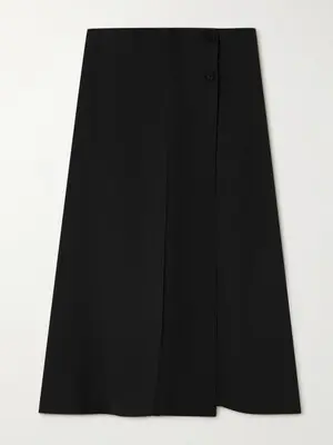 Loro Piana Alida Bead-embellished Pleated Wrap Skirt - Black