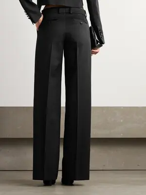 Dolce & Gabbana Wide-leg Wool-blend Trousers - Black