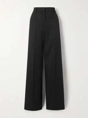 Dolce & Gabbana Wide-leg Wool-blend Trousers - Black