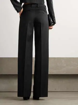 Dolce & Gabbana Wide-leg Wool-blend Trousers - Black
