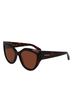 FERRAGAMO 53mm Cat Eye Sunglasses - Tortoise/black