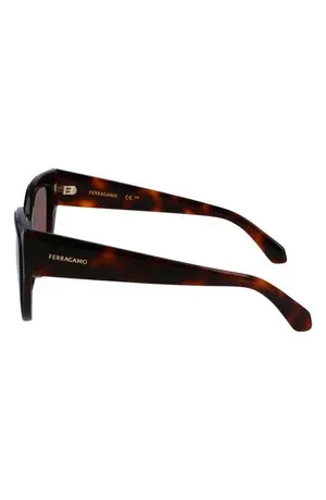 FERRAGAMO 53mm Cat Eye Sunglasses - Tortoise/black