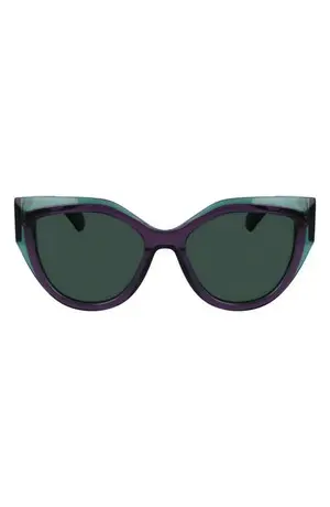 FERRAGAMO FERRAGAMO 53mm Cat Eye Sunglasses Trnsprnt Grn/violet
