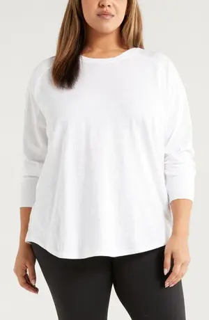 Zella Relaxed Washed Cotton Top - White