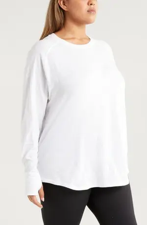 Zella Relaxed Washed Cotton Top - White