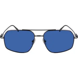 FERRAGAMO Navigator Sunglasses - Dark Gunmetal/blue