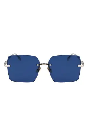 FERRAGAMO Prisma 60mm Rectangular Sunglasses - Gold/blue