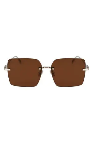 FERRAGAMO Prisma 60mm Rectangular Sunglasses - Gold/brown