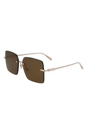 FERRAGAMO Prisma 60mm Rectangular Sunglasses - Rose Gold/brown