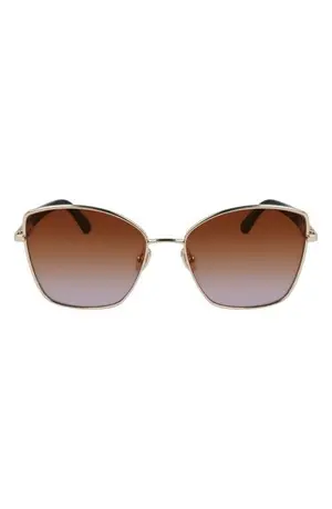 FERRAGAMO Gancini Butterfly Sunglasses - Gold/brown Gradient