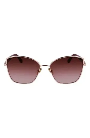 FERRAGAMO Gancini Butterfly Sunglasses - Rose Gold/wine Grdnt