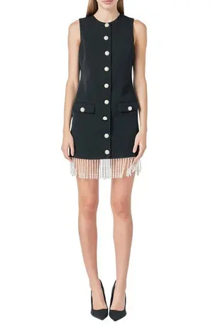 Endless Rose Imitation Pearl Beaded Fringe Mini Dress