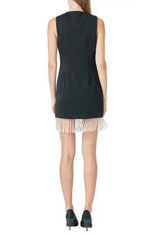 Endless Rose Imitation Pearl Beaded Fringe Mini Dress