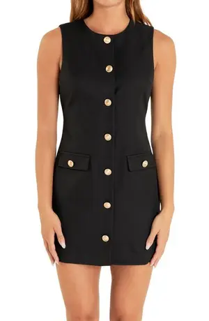 Endless Rose Button Front Sleeveless Minidress - Black