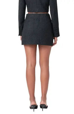 Endless Rose High Waist Tweed Miniskirt - Black
