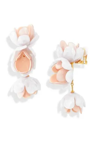 Lele Sadoughi Rose Petal Triple Drop Clip-on Earrings - Mother Of Pearl