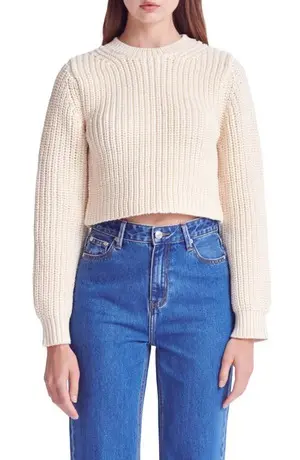 English Factory Crewneck Crop Sweater - Cream